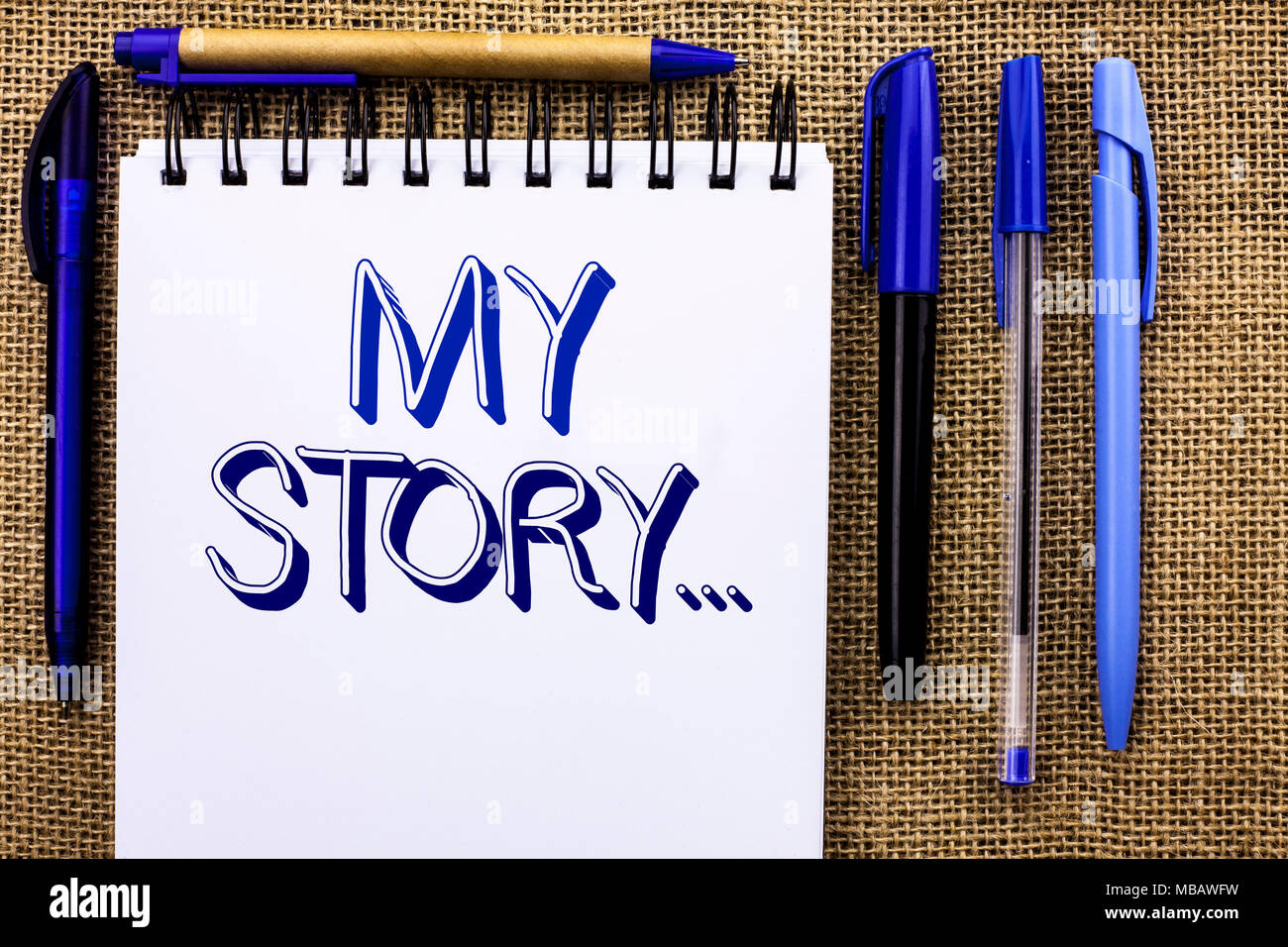 Writing note showing My Story.... Business photo showcasing Biography ...