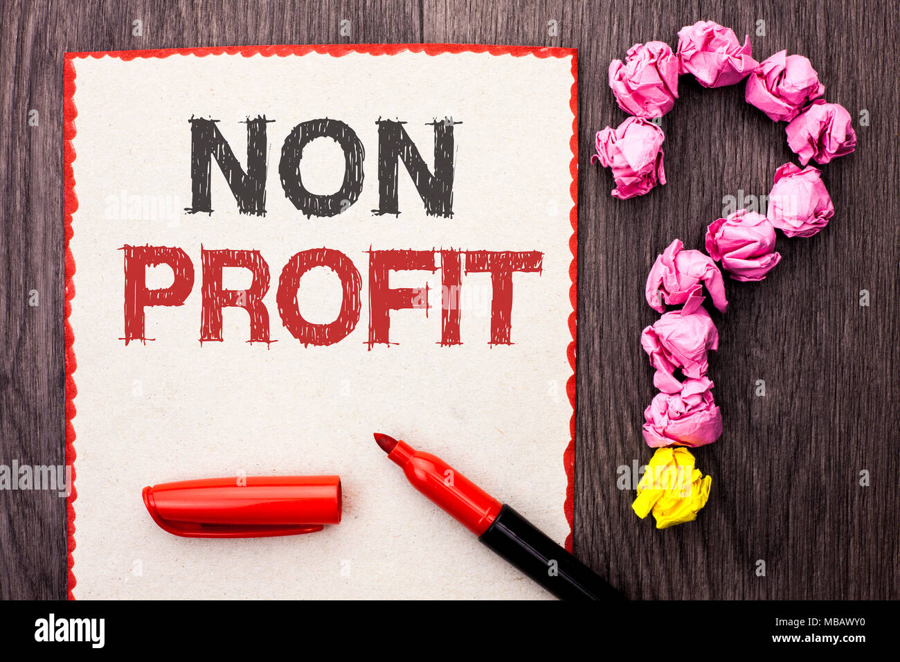 Writing note showing Non Profit. Business photo showcasing Charitable ...