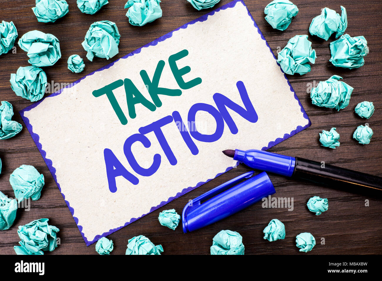 Writing note showing Take Action. Business photo showcasing Strategy ...