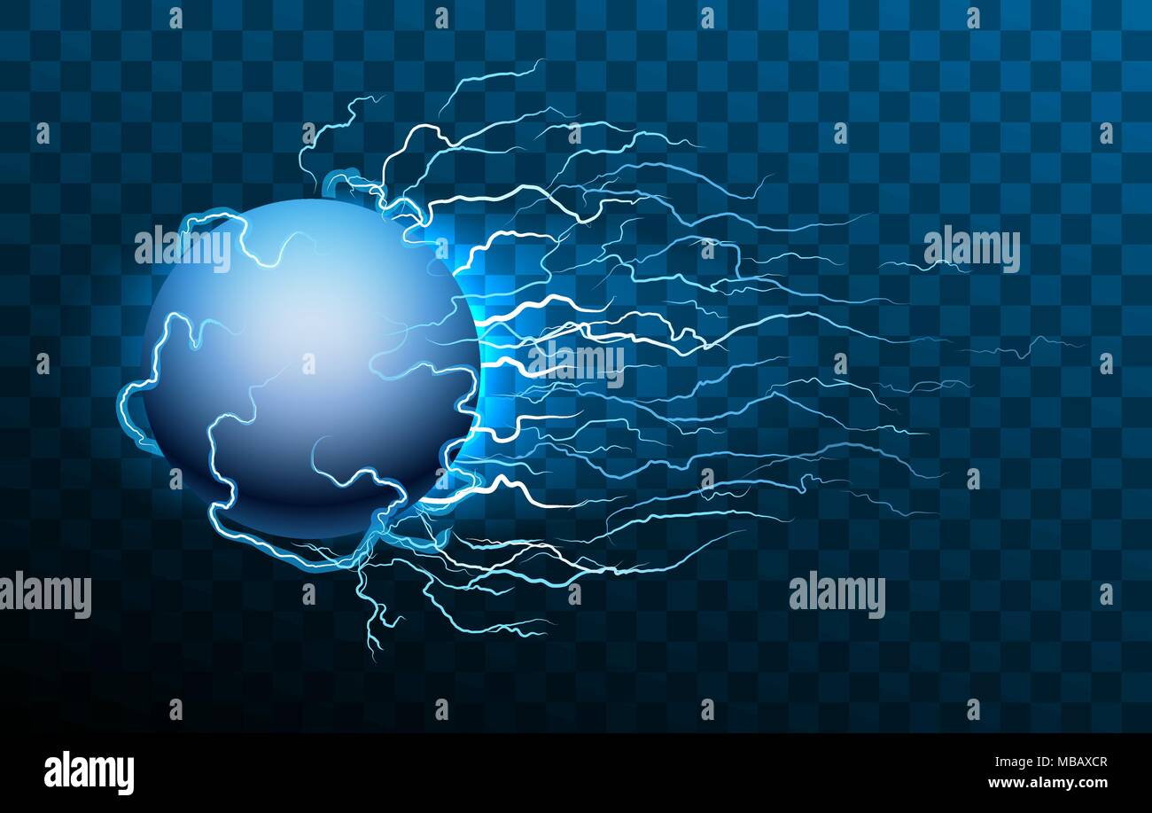 Lightning storm ball. Ball lightning on transparent background, vector ...
