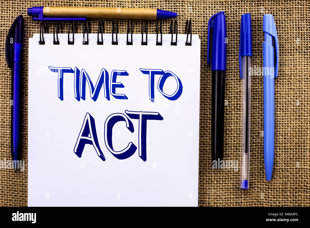Writing note showing Time To Act. Business photo showcasing Action ...