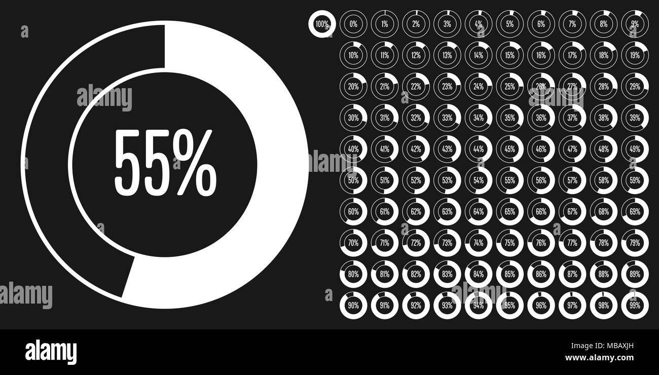 Set of circle percentage diagrams from 0 to 100 ready-to-use for web ...