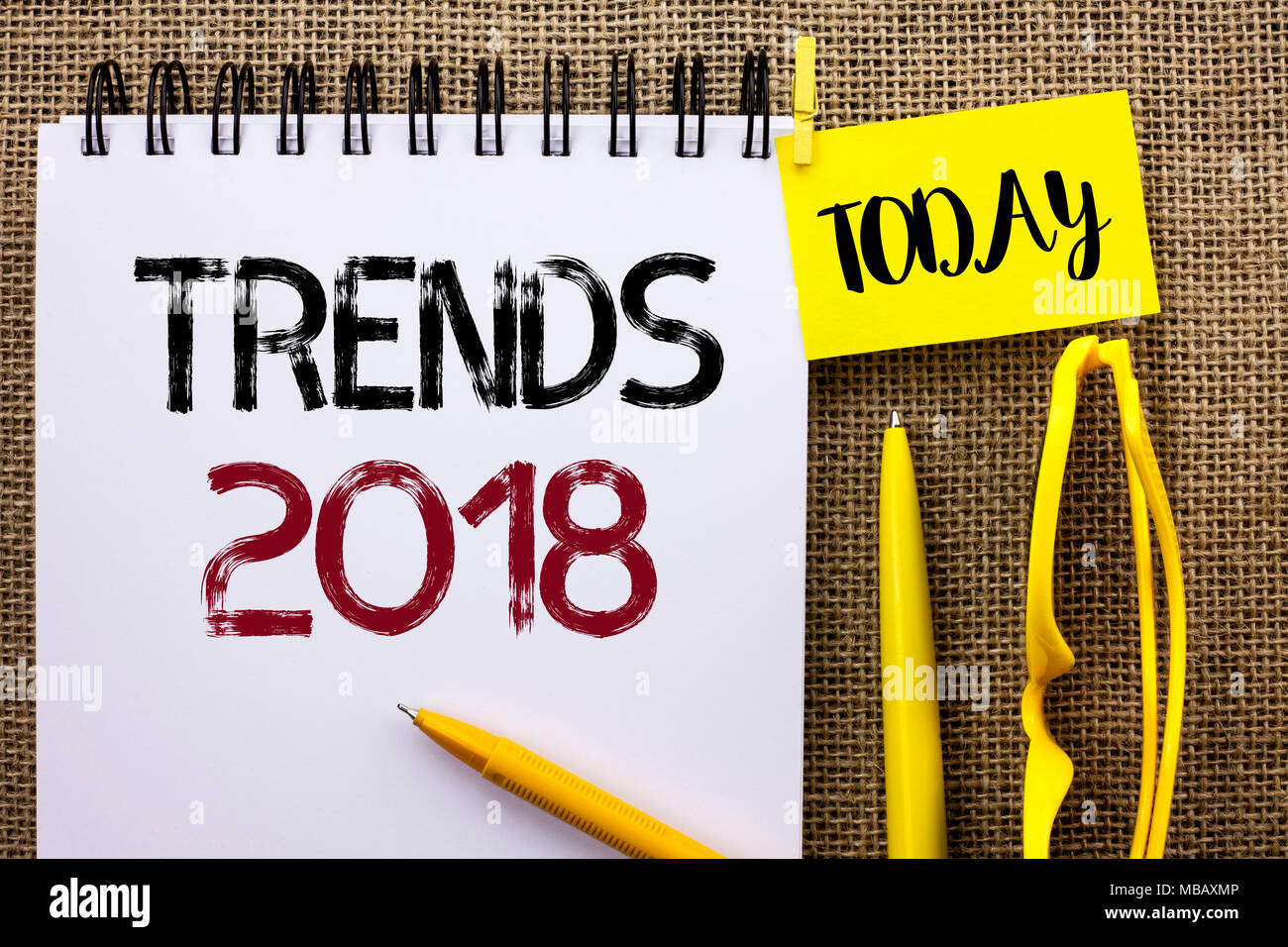 Handwriting text Trends 2018. Concept meaning Current Movement Latest ...