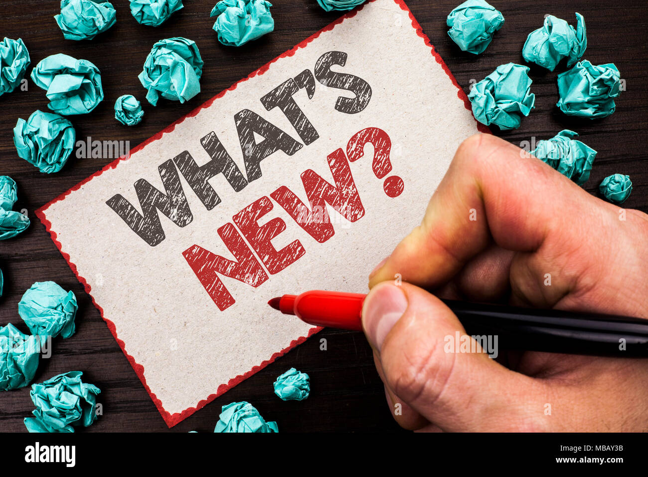 Text sign showing What s New Question. Conceptual photo Asking ...