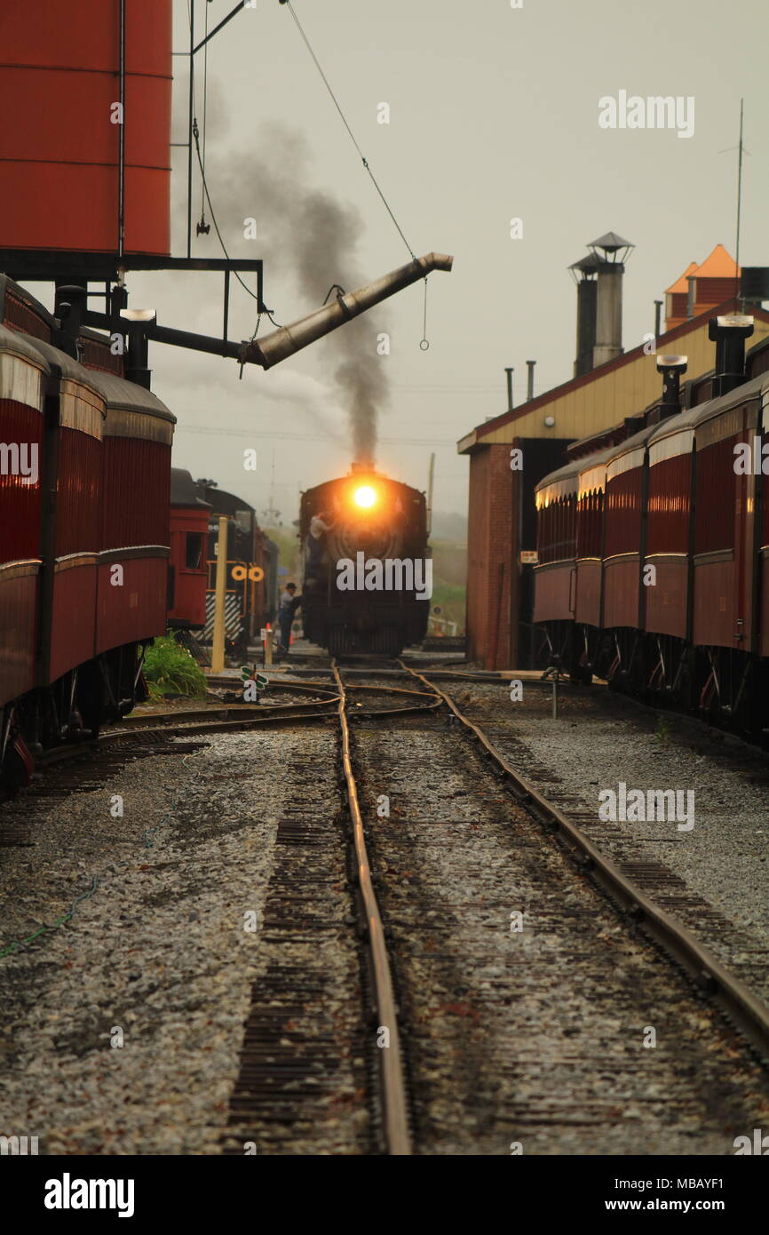 Steam engine sitting in a rail yard Stock Photo - Alamy
