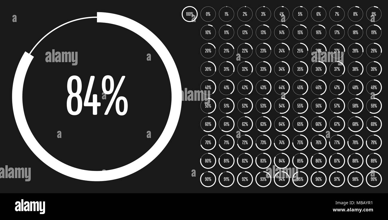 Set of circle percentage diagrams from 0 to 100 ready-to-use for web ...