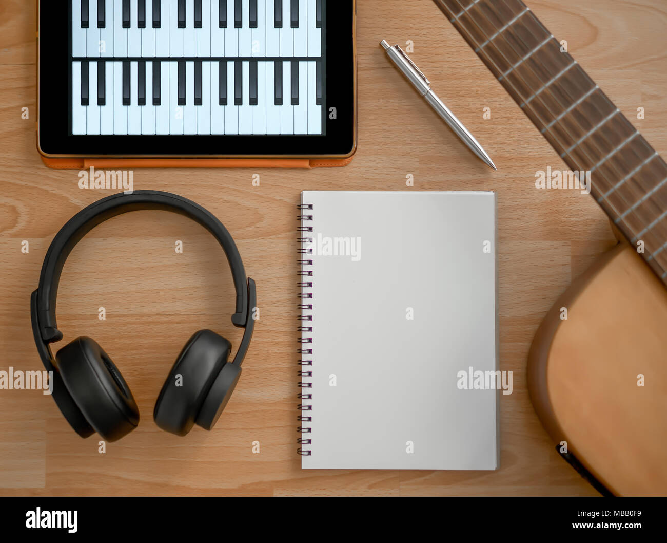 Music Creation Tools, Headphone, Guitar, Notebook, Electronic Tablet ...