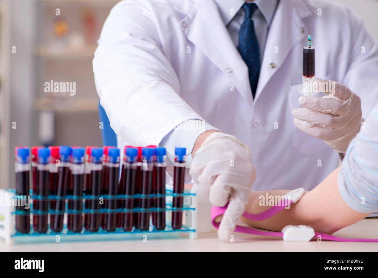 Patient during blood test sampling procedure taken for analysis Stock ...