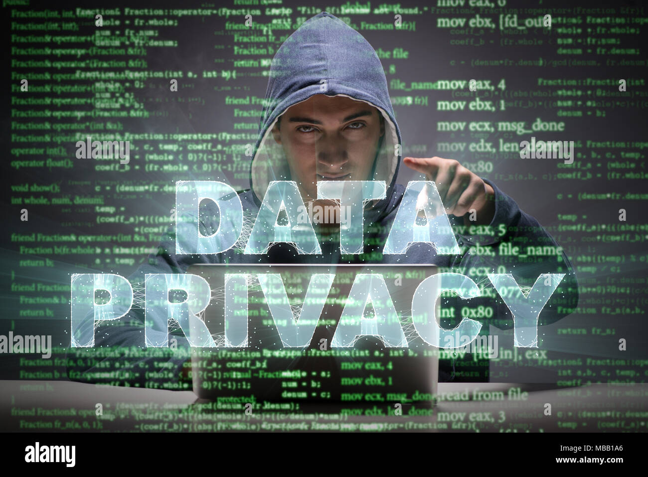 Data privacy concept with hacker stealing personal information Stock ...
