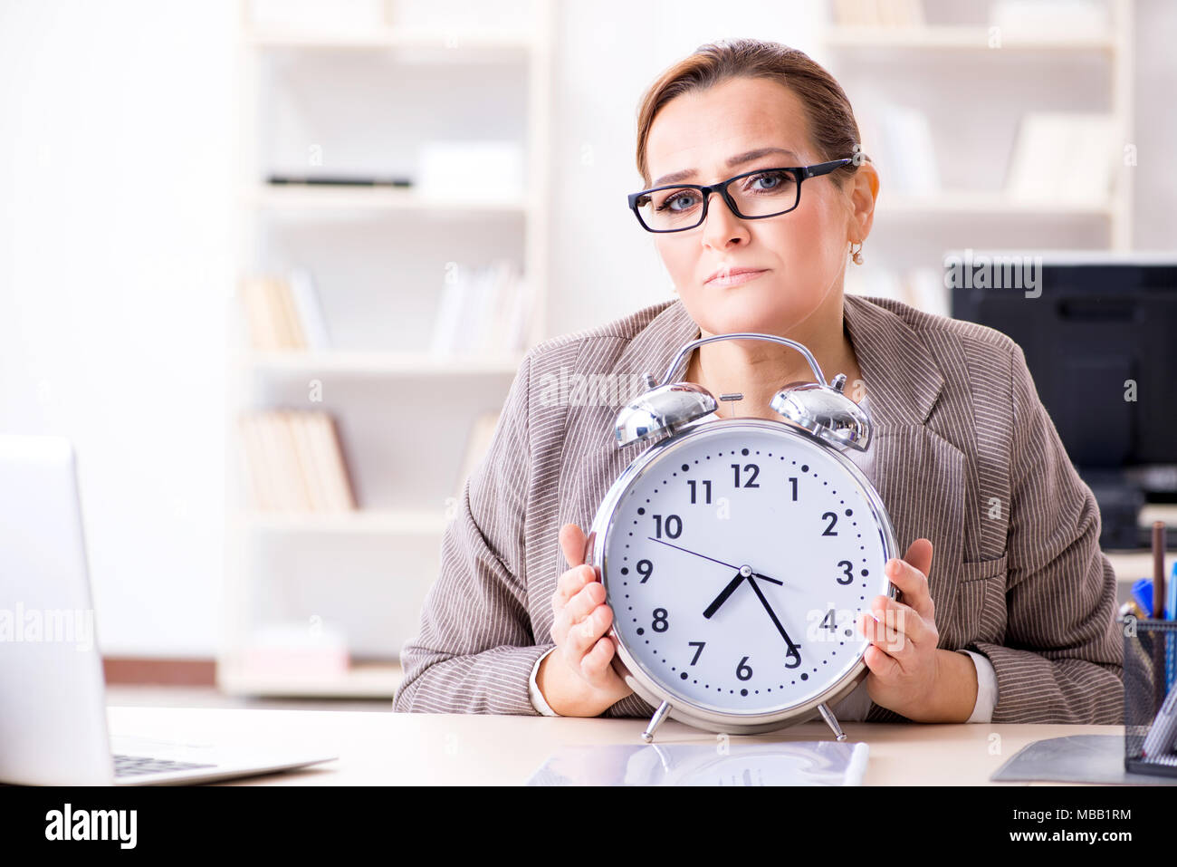 Businesswoman workaholic trying finish hi-res stock photography and ...