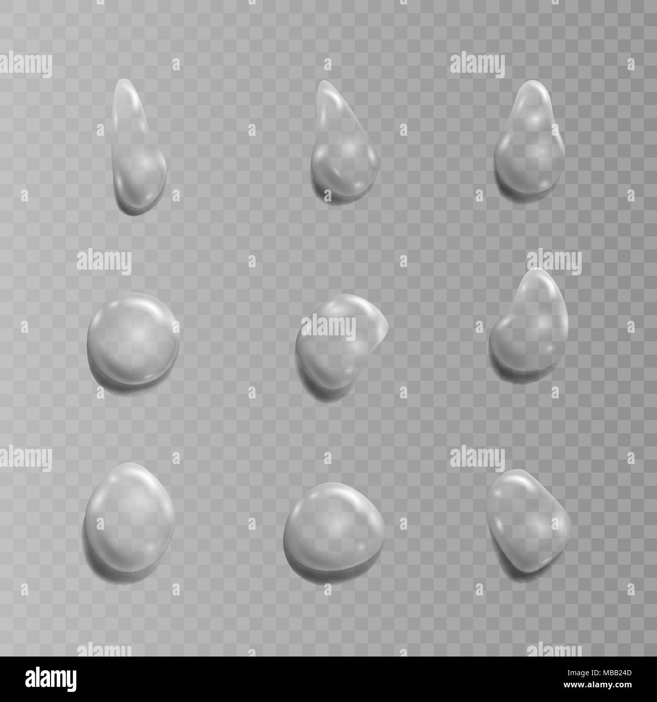Transparent set of drops. Vector illustration isolated on transparent ...