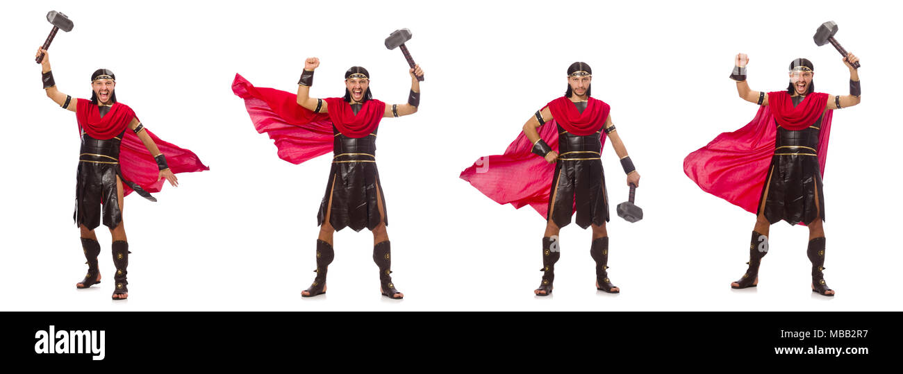 Gladiator with hammer isolated on white Stock Photo - Alamy