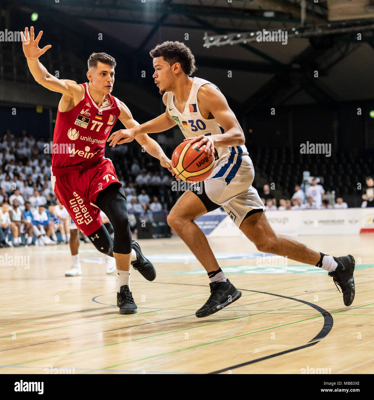 Karlsruhe, Deutschland. 09th Apr, 2018. Jarelle Alexander Reischel ...