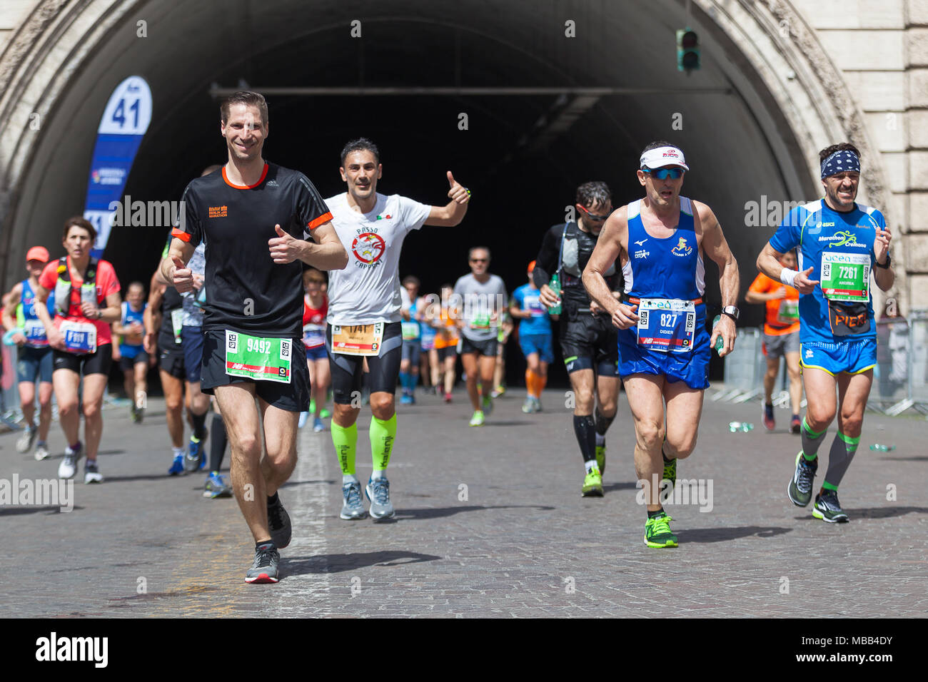 Rome, Italy - 8 April 2018: Athletes taking part in the 24th edition of ...