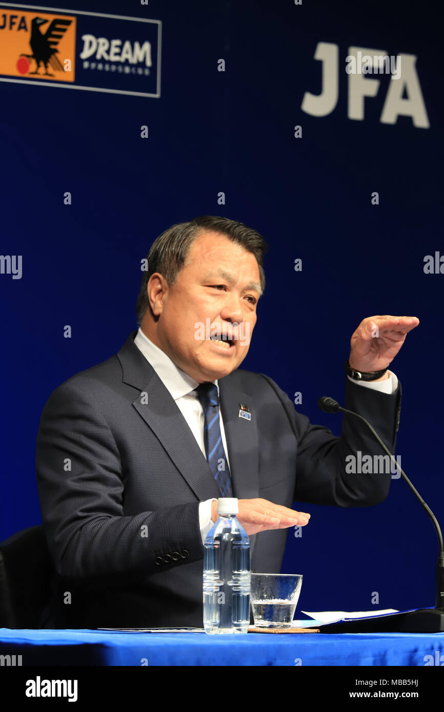 Tokyo, Japan. 9th Apr, 2018. Japan Football Association (JFA) president ...