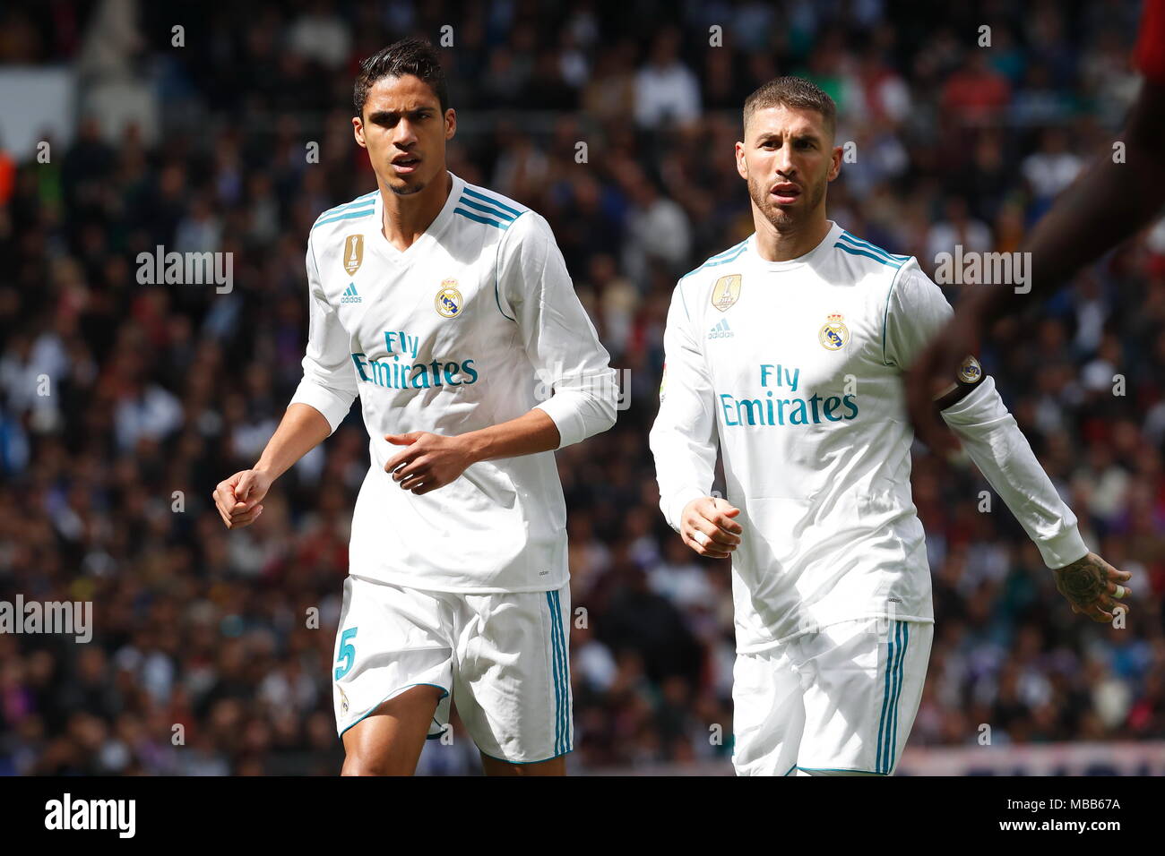 Madrid, Spain. 8th Apr, 2018. (L-R) Raphael Varane, Sergio Ramos (Real ...