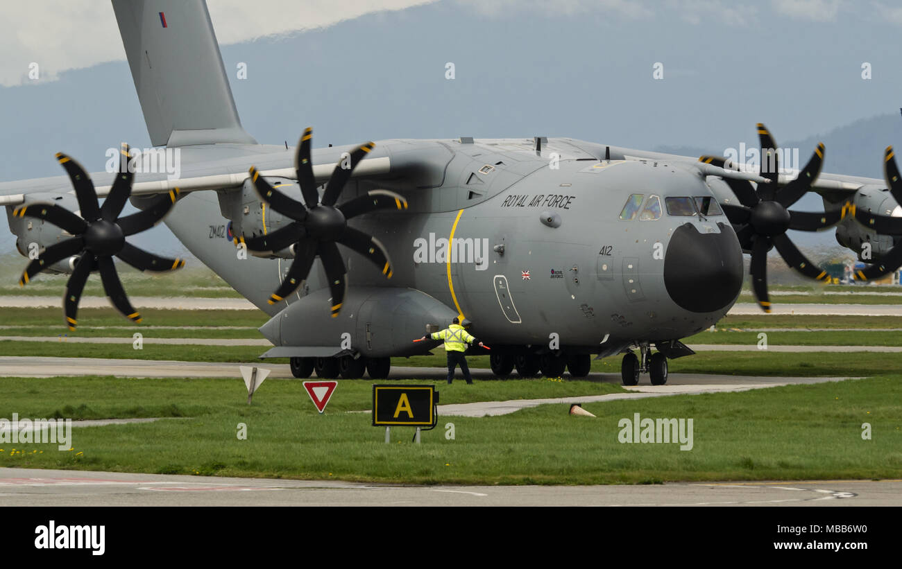 Four engine turboprop military transport aircraft hi-res stock ...