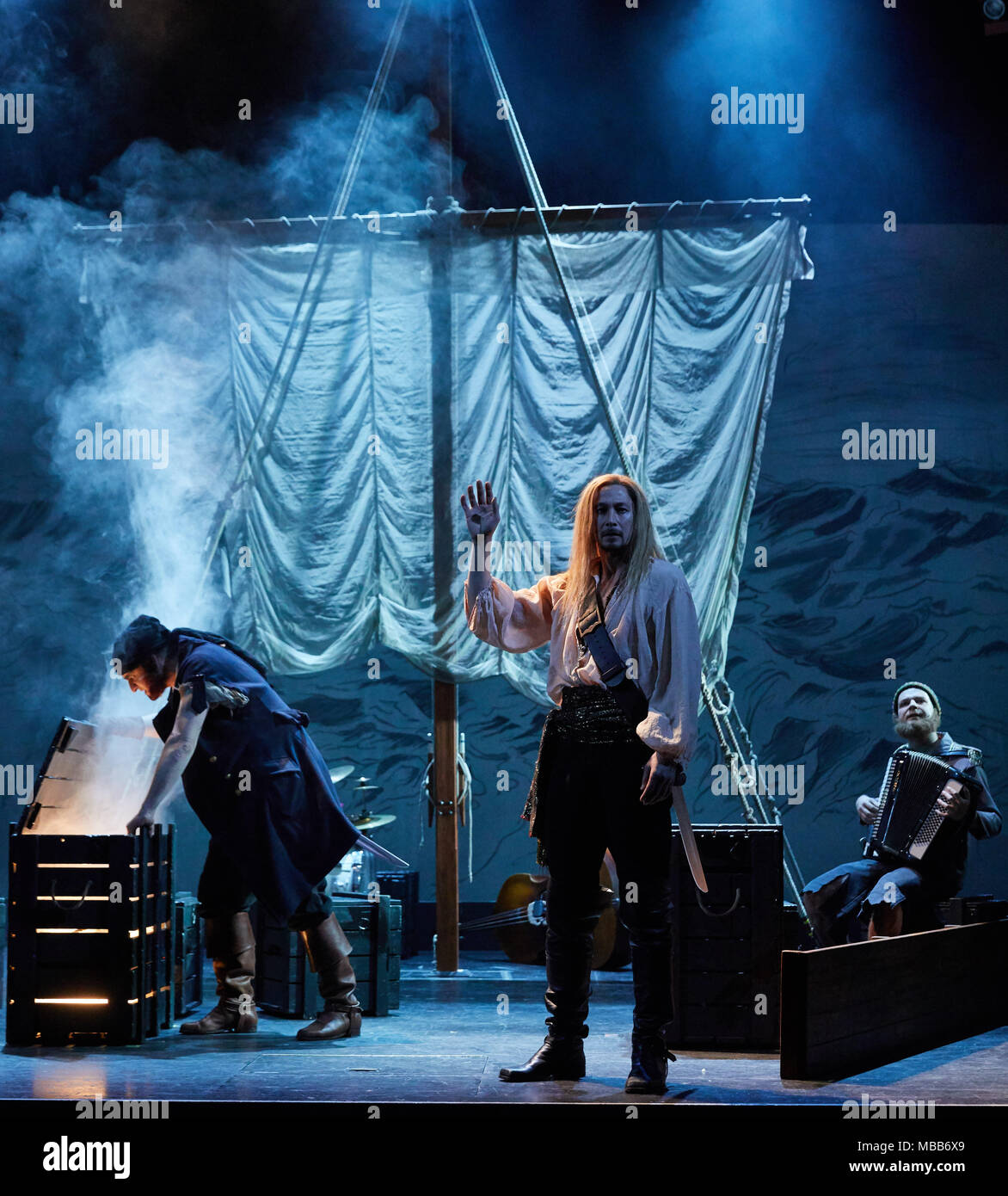 09 April 2018, Germany, Hamburg: The actors Stephan Schad as Goedeke ...