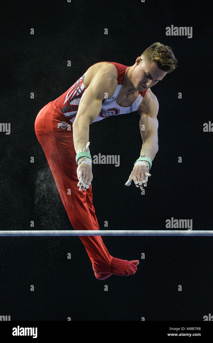 Ann Arbor, Michigan, USA. 6th Apr, 2018. The Ohio State Buckeye gymnast ...
