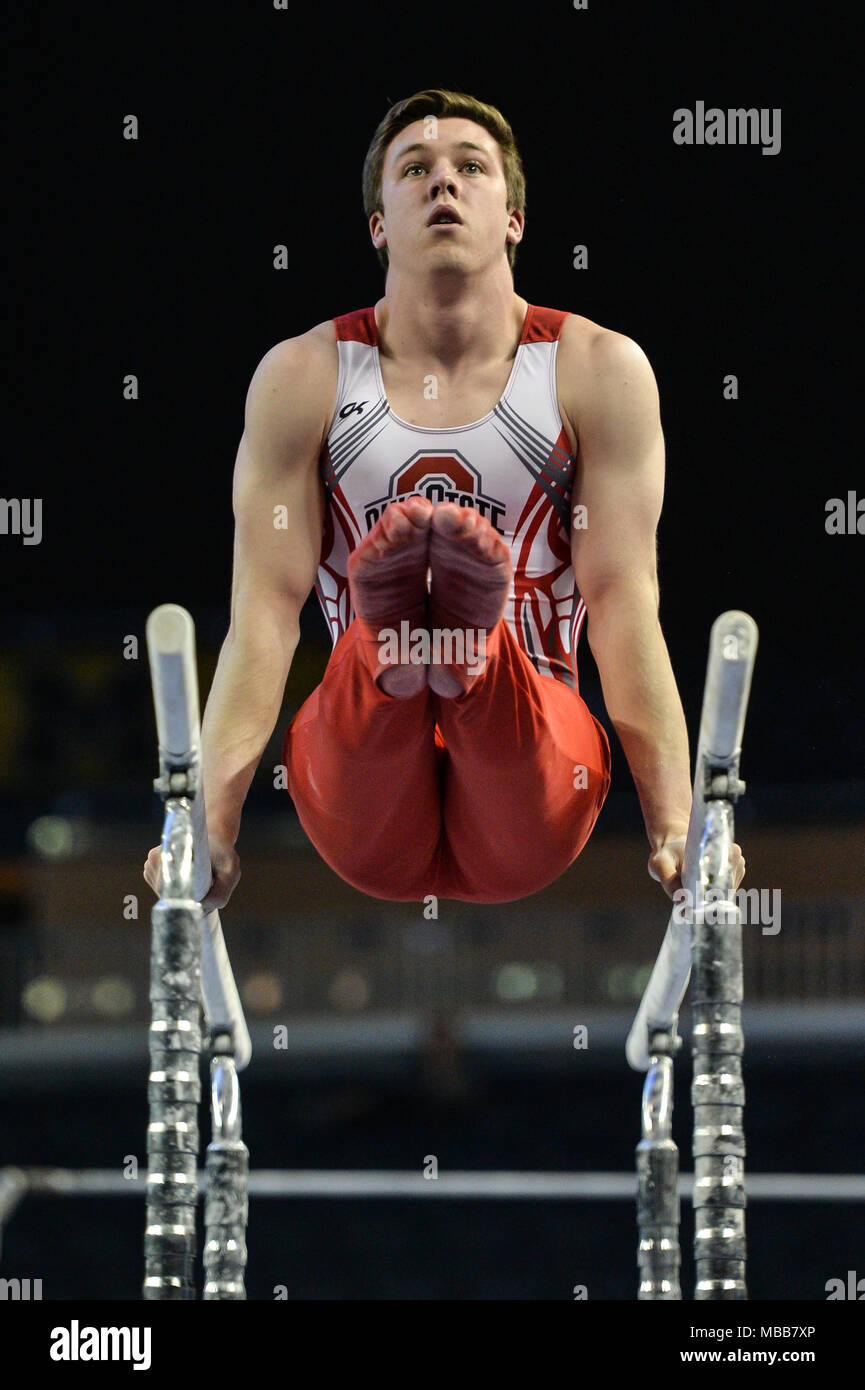 Ann Arbor, Michigan, USA. 6th Apr, 2018. The Ohio State Buckeye gymnast ...