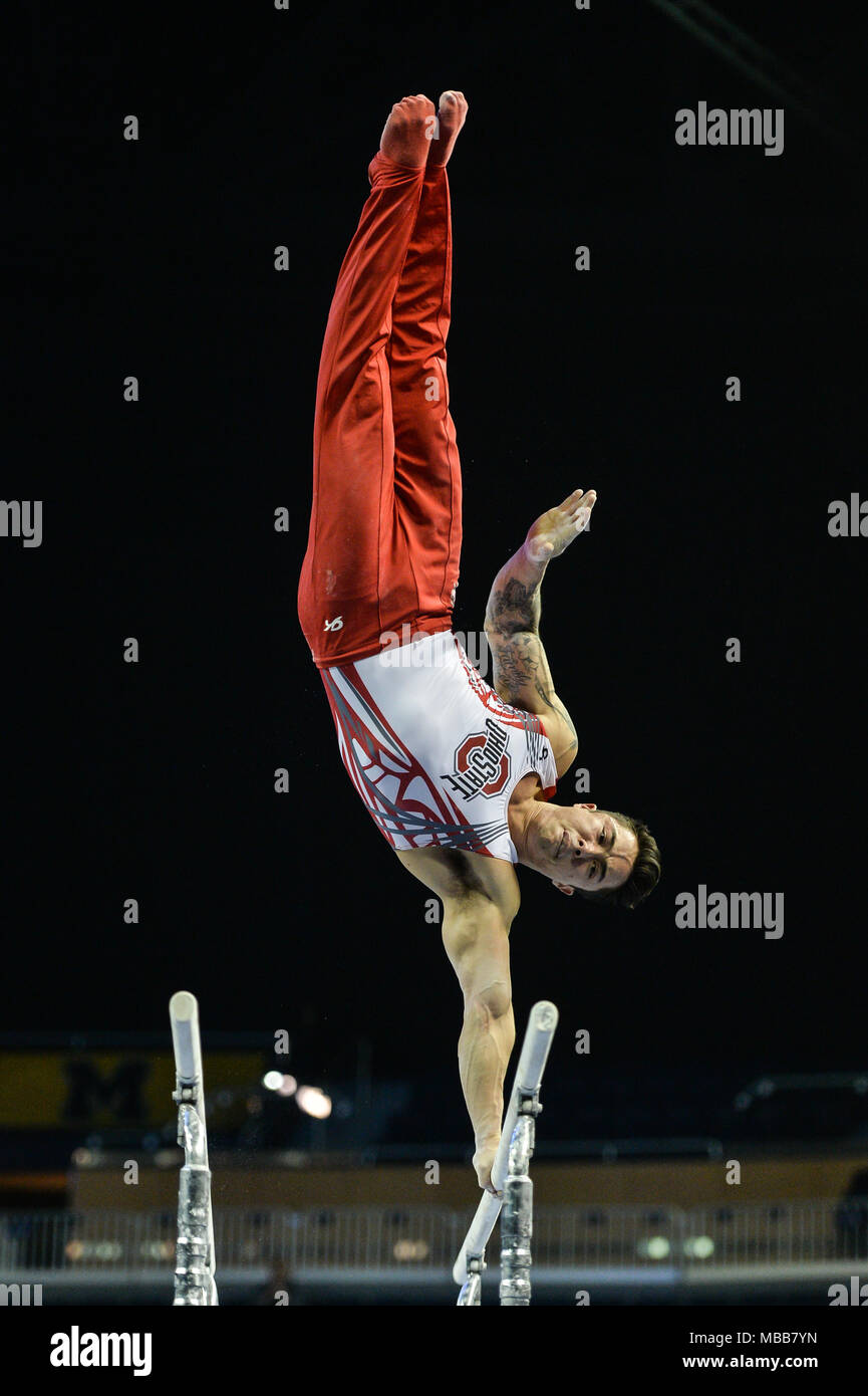 Ann Arbor, Michigan, USA. 6th Apr, 2018. The Ohio State Buckeye gymnast ...