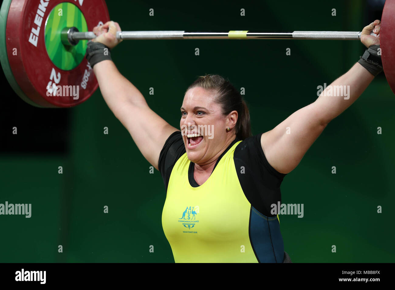 Queensland, Australia. 9th Apr, 2018. Australian Athlete celebrates ...