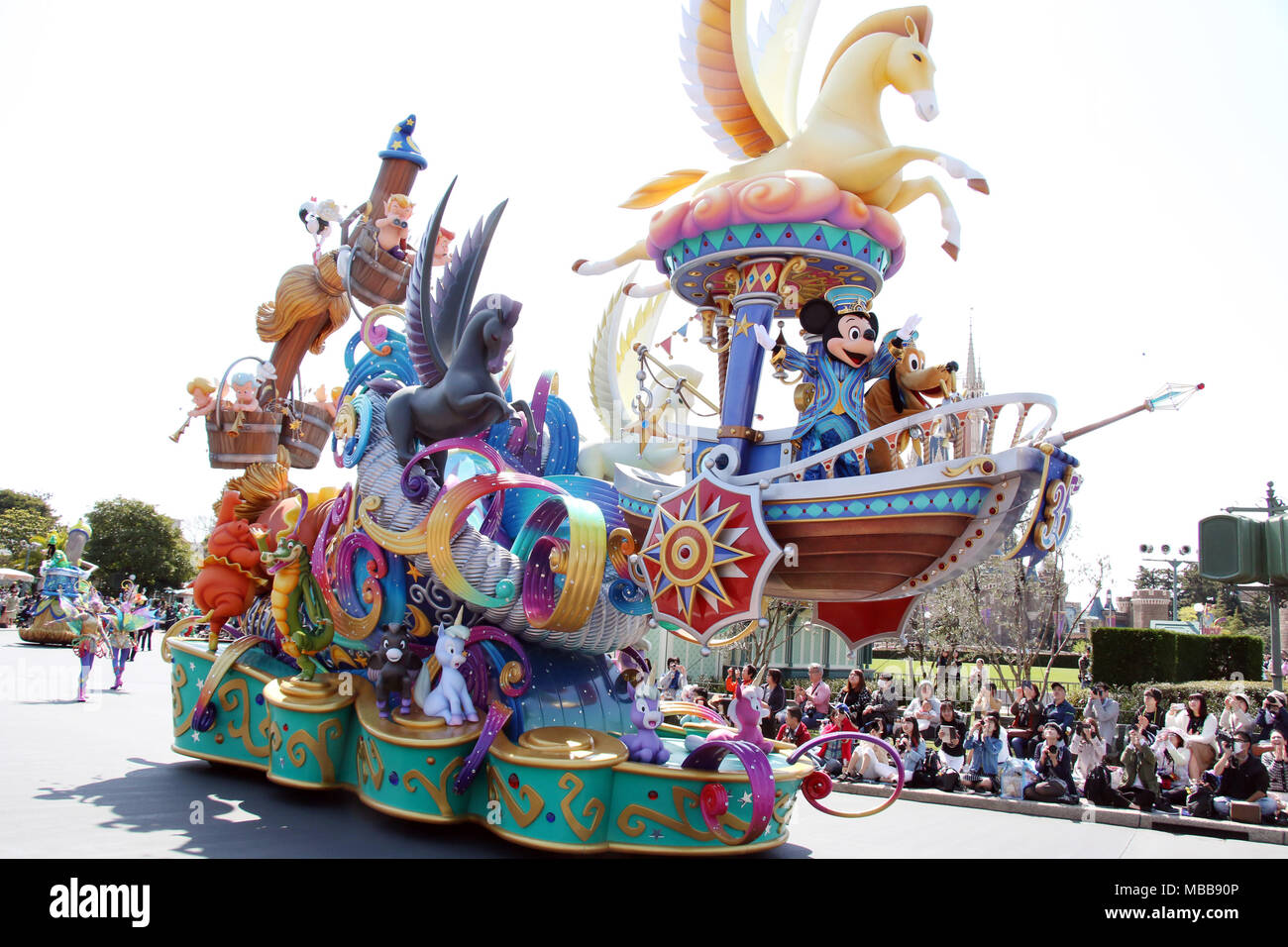 Urayasu, Japan. 10th Apr, 2018. Disney characters Mickey Mouse and ...