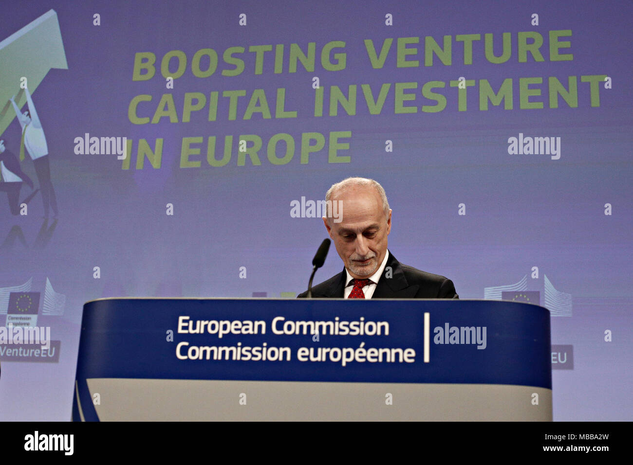 Brussels, Belgium.10th April 2018.European Investment Fund (EIF) Chief Executive, Pier Luigi ...