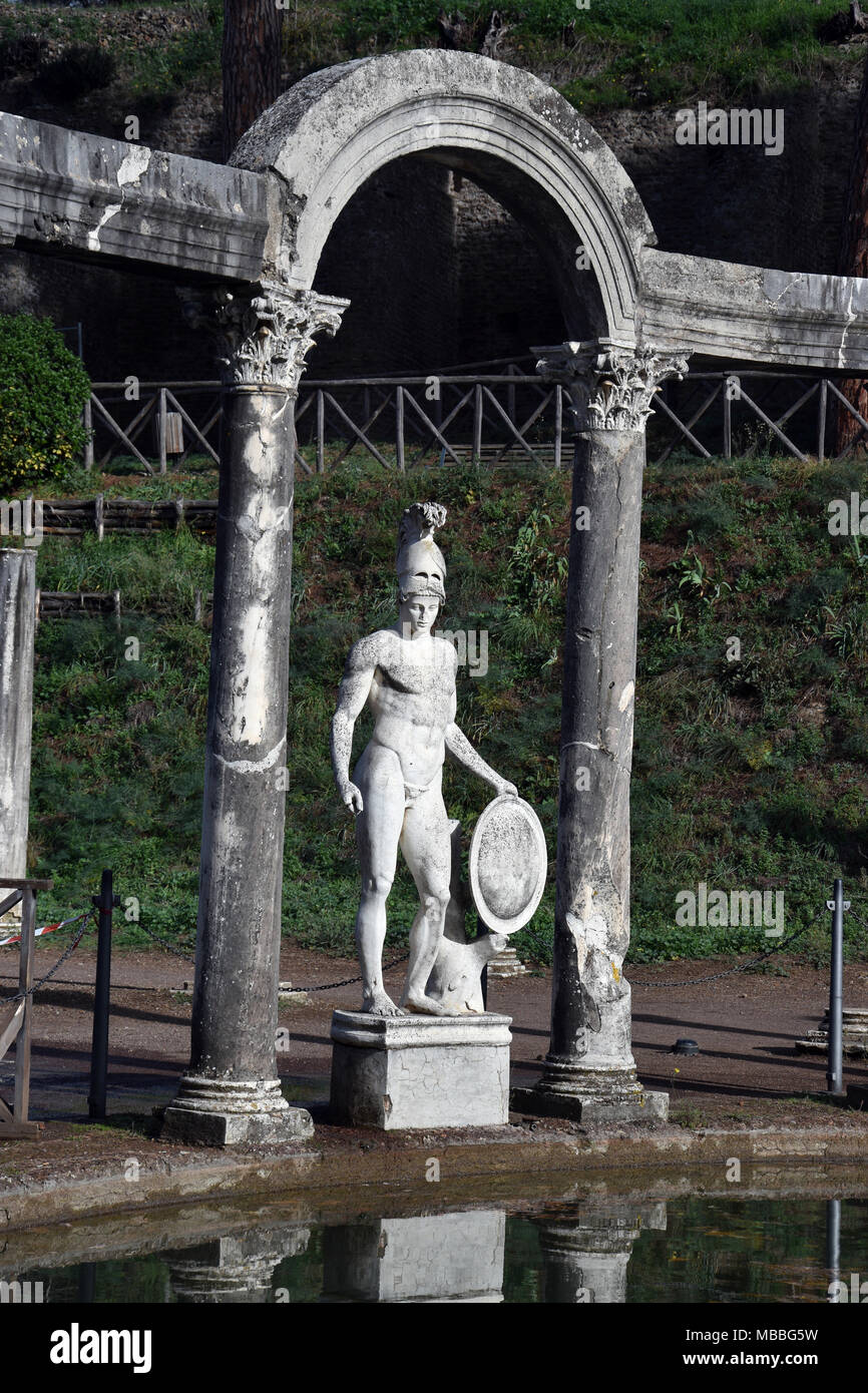 Statues at the Canopus Canal at Hadrian's Villa, Tivoli Italy. The ...