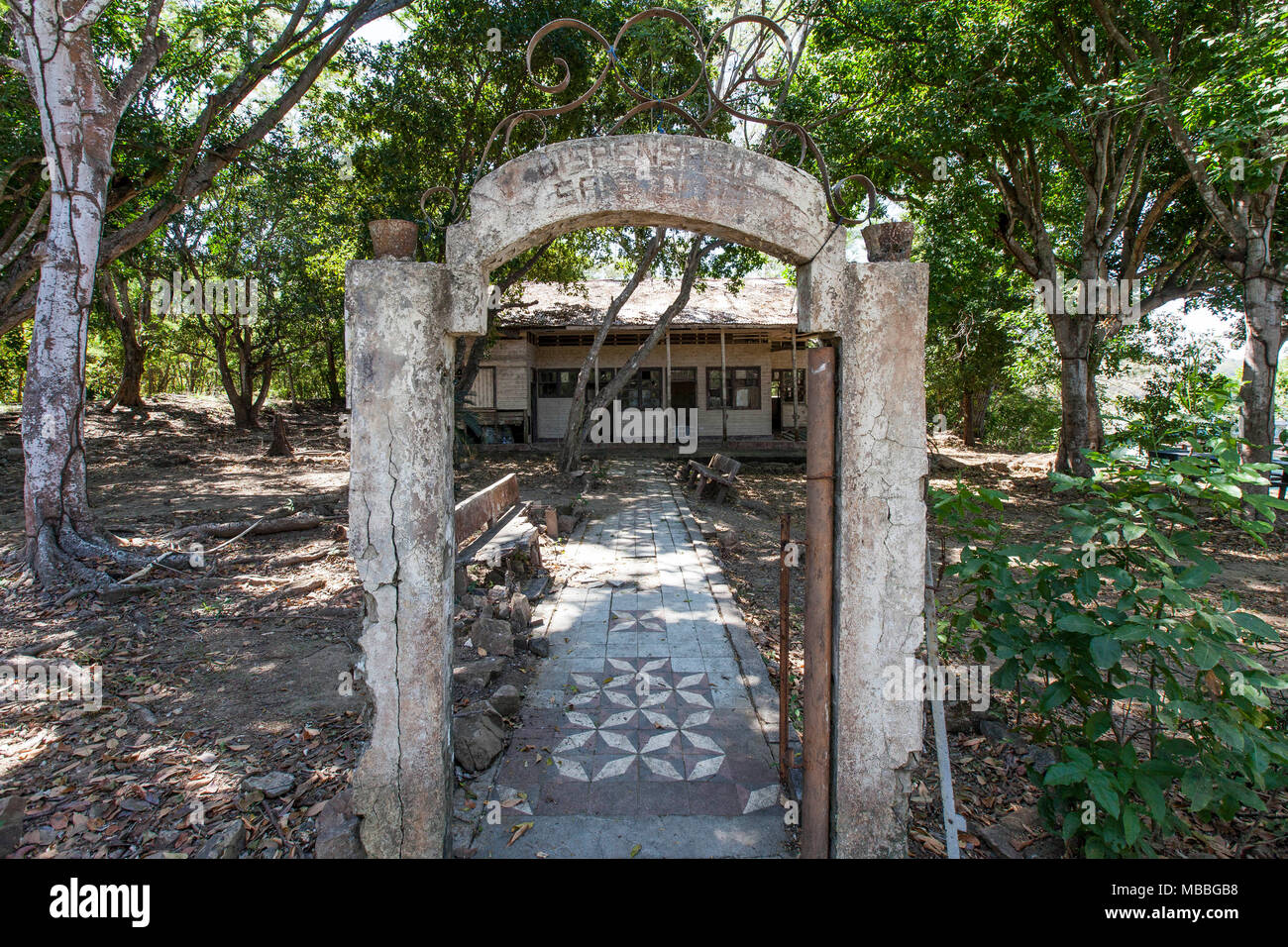 Entrance to the former prison hospital at Costa Rica's San Lucas Prison ...