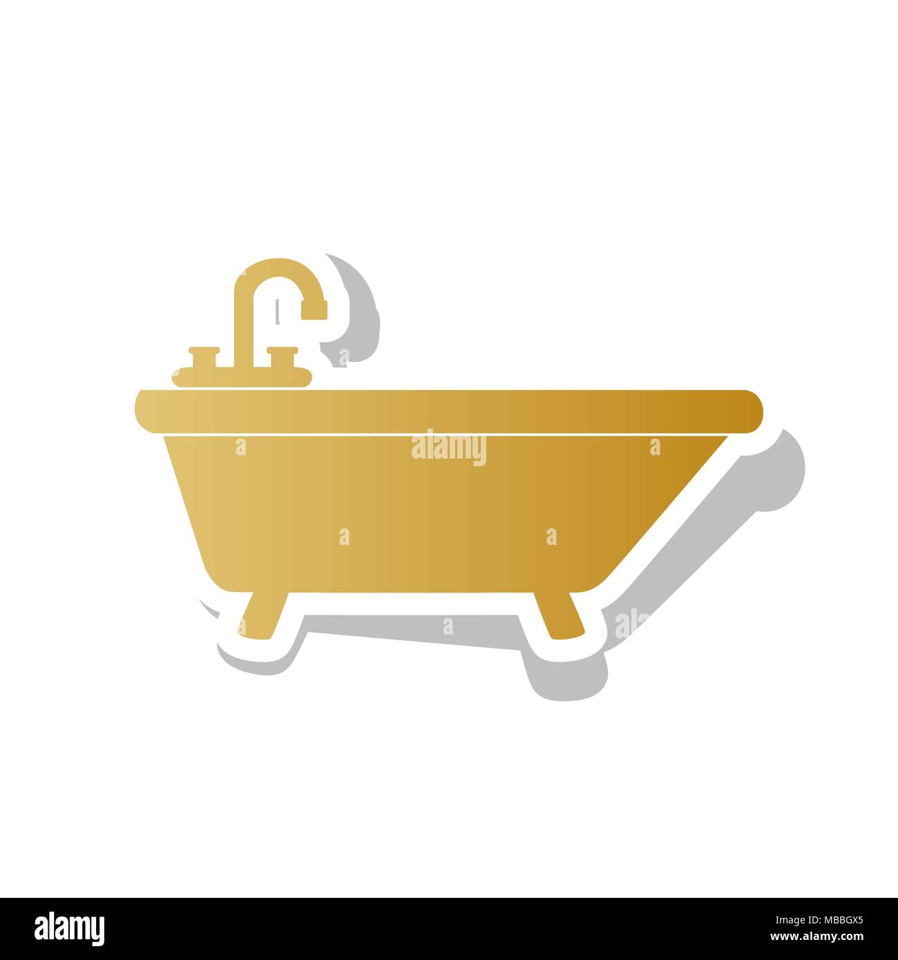 Bathtub sign illustration. Vector. Golden gradient icon with white ...