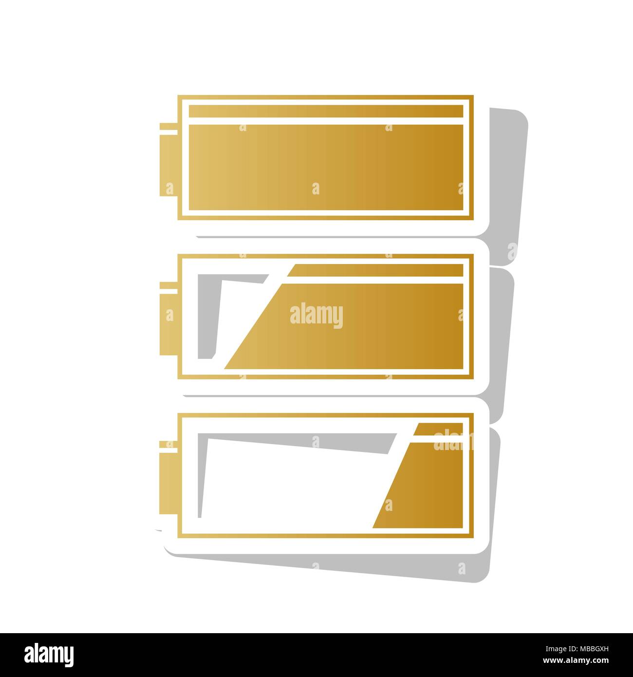 Set of battery charge level indicators. Vector. Golden gradient icon ...