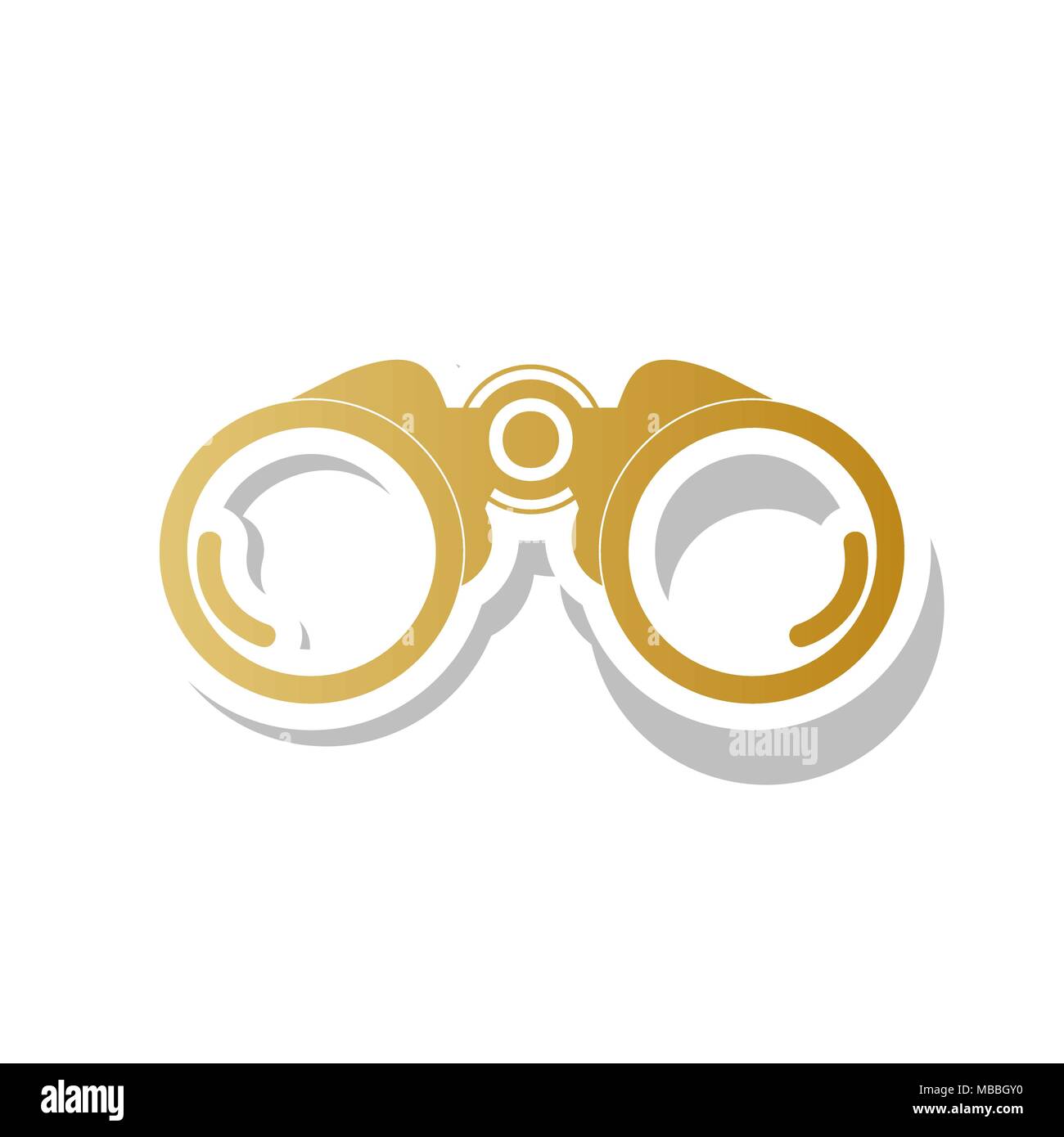 Binocular sign illustration. Vector. Golden gradient icon with white ...