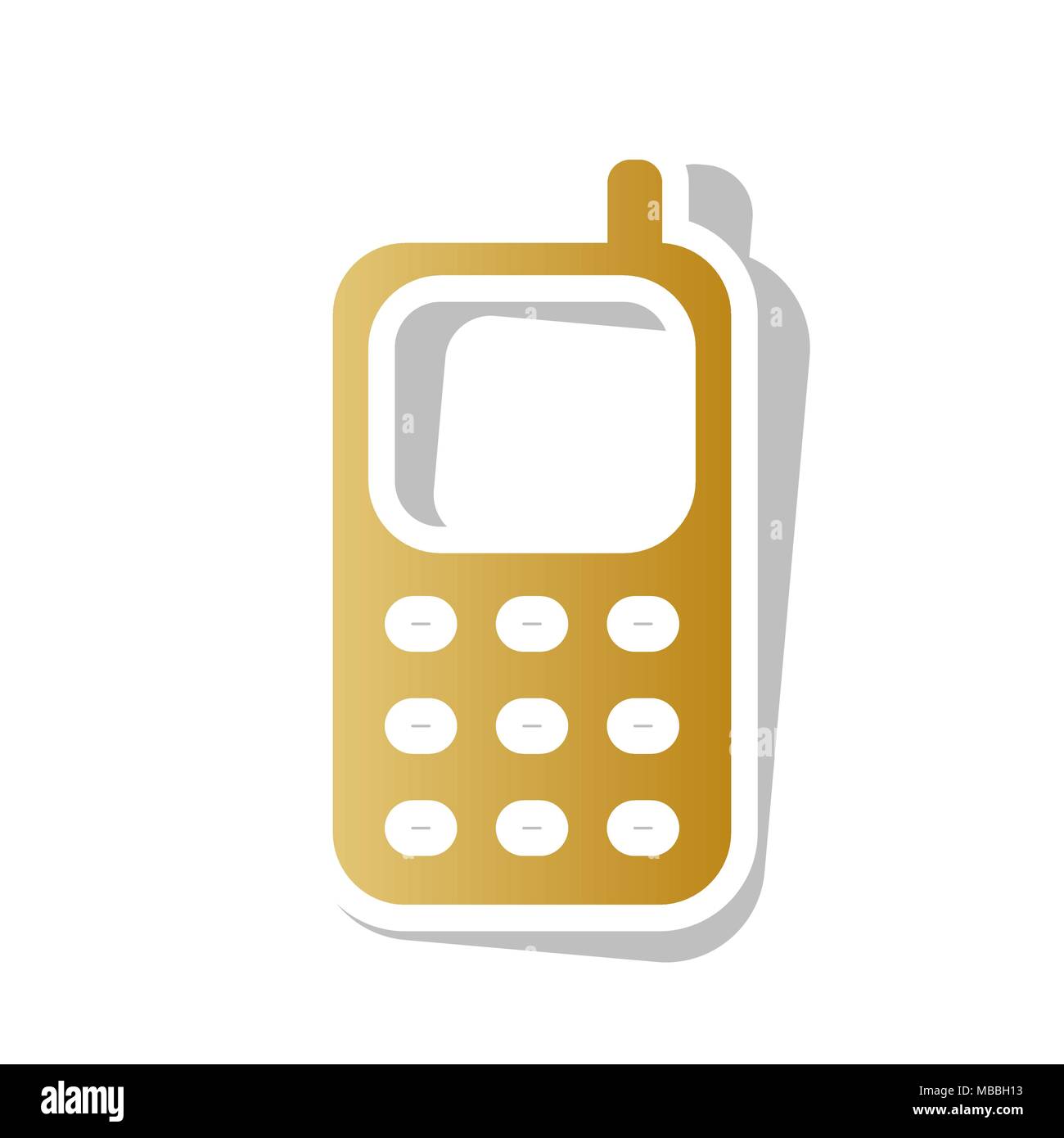 Cell Phone sign. Vector. Golden gradient icon with white contour and ...
