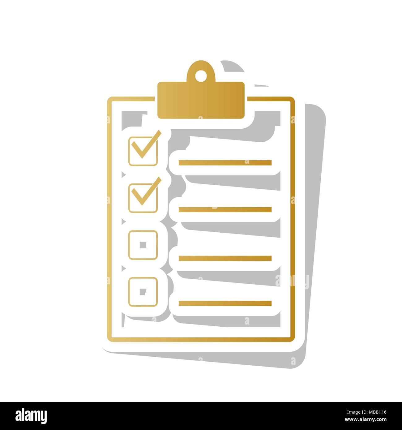 Checklist sign illustration. Vector. Golden gradient icon with white ...
