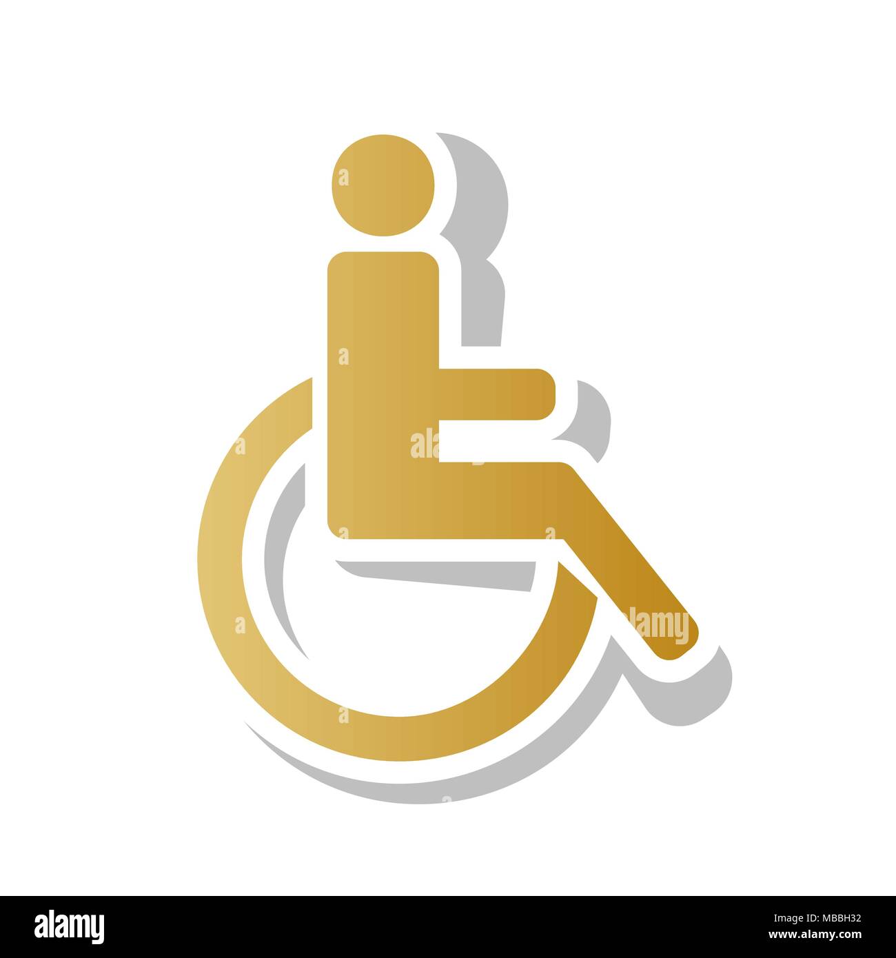 Disabled sign illustration. Vector. Golden gradient icon with white ...