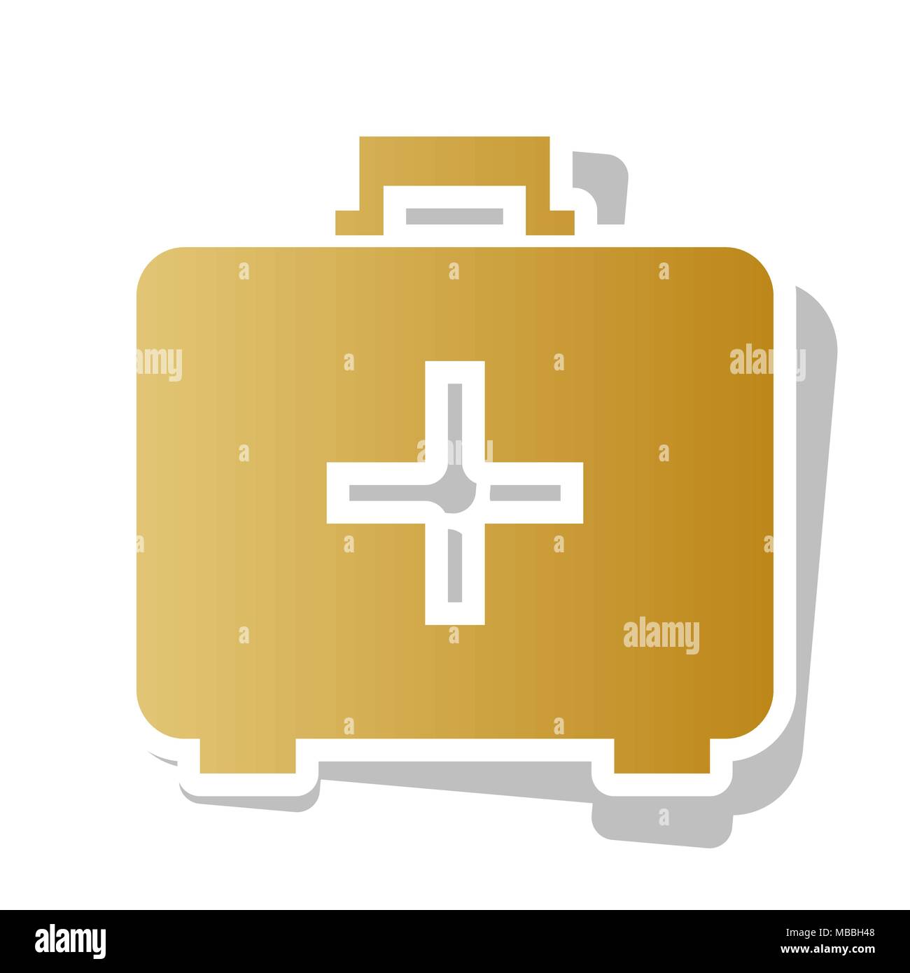 Medical First aid box sign. Vector. Golden gradient icon with white ...