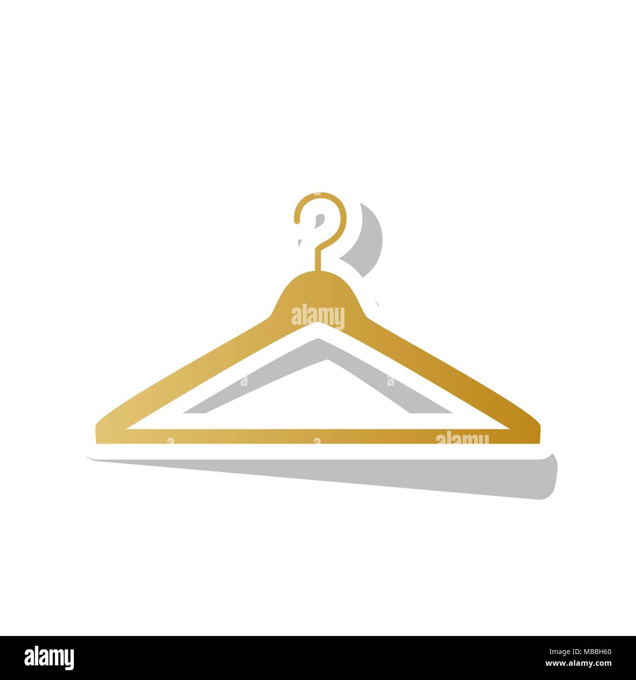 Hanger sign illustration. Vector. Golden gradient icon with white ...