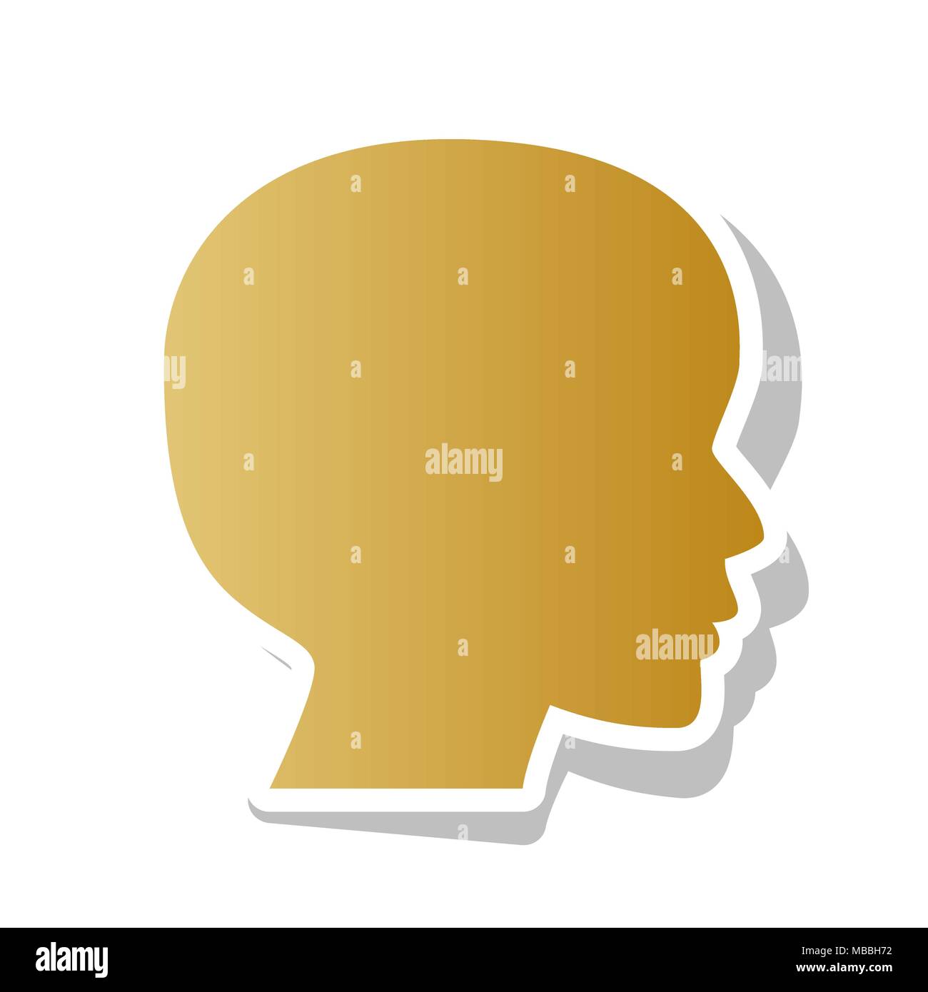 People head sign. Vector. Golden gradient icon with white contour and ...