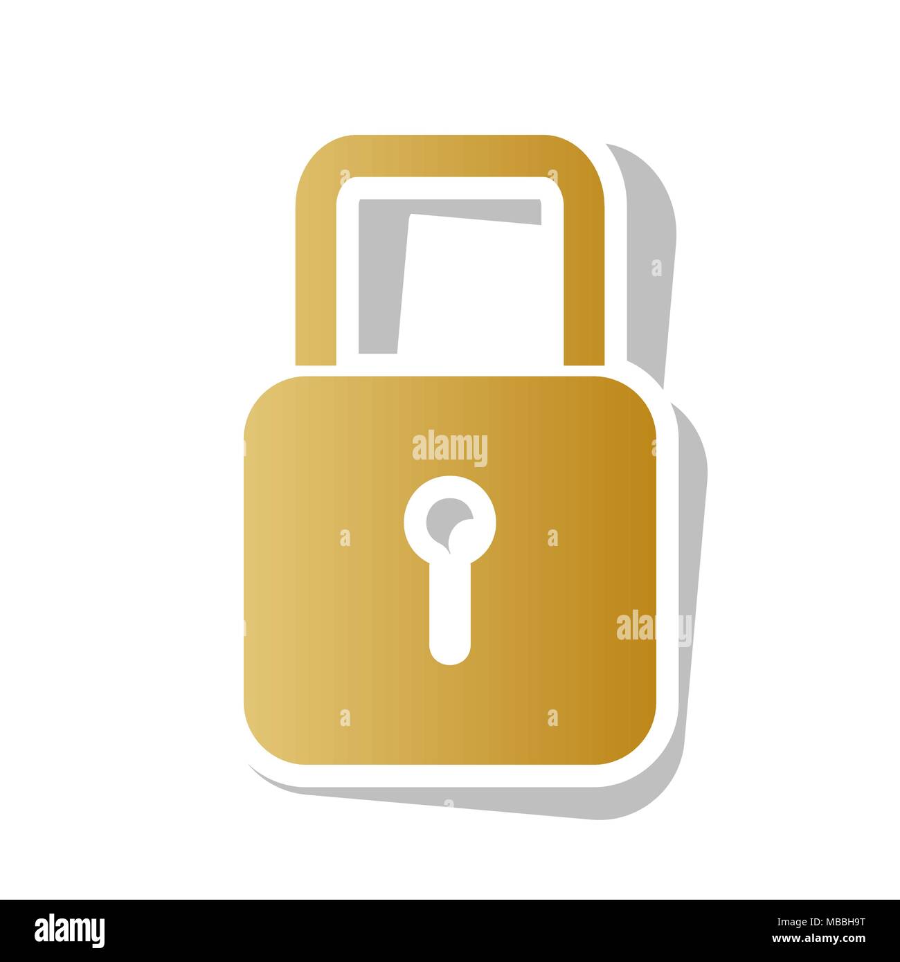 Lock sign illustration. Vector. Golden gradient icon with white contour ...