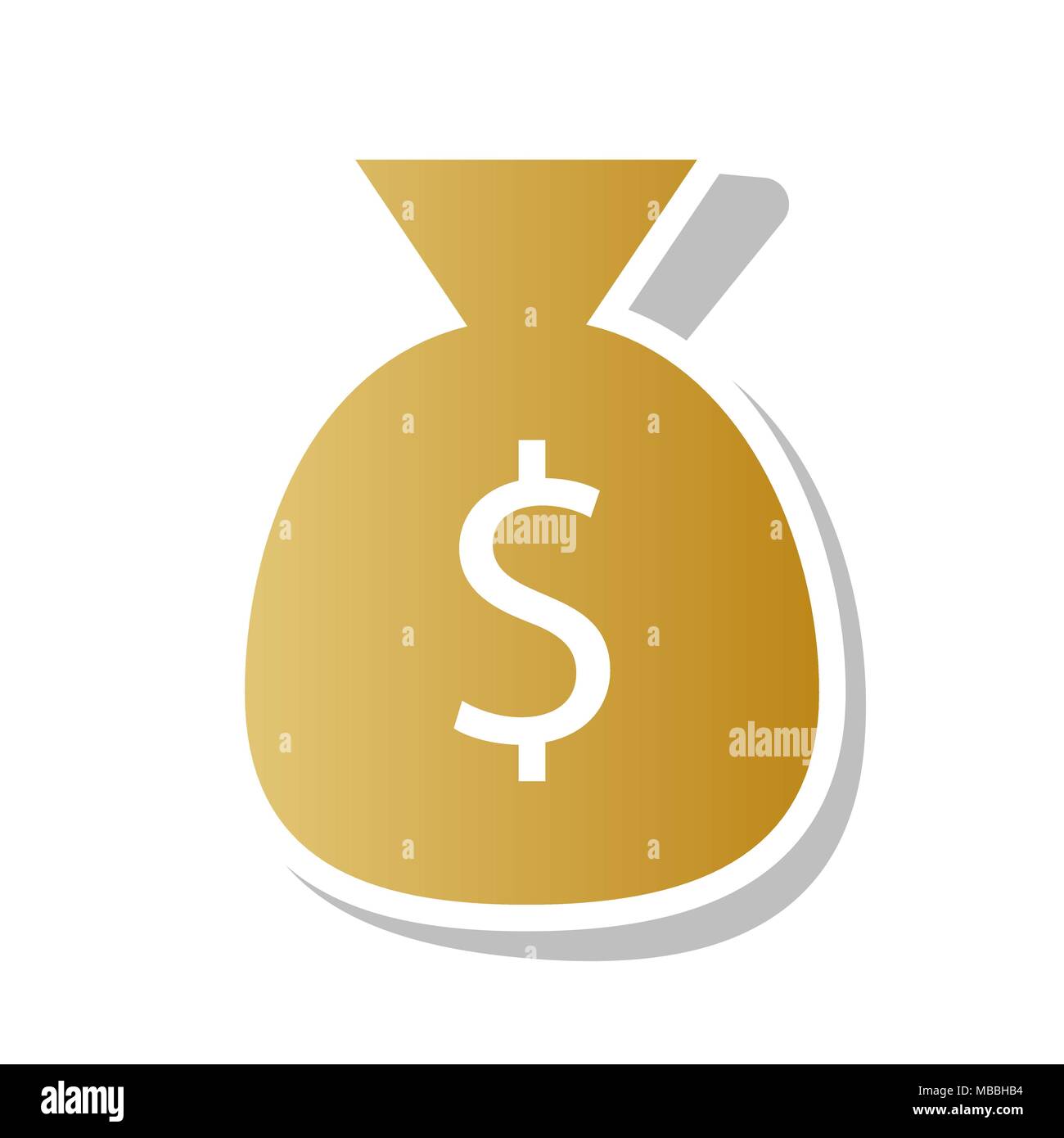 Money bag sign illustration. Vector. Golden gradient icon with white ...