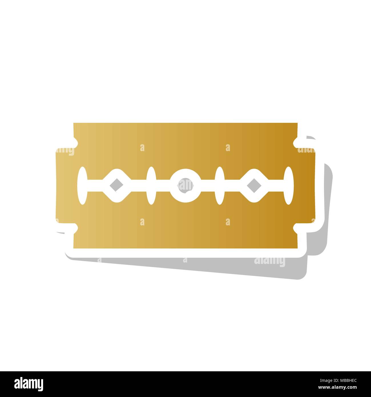 Razor blade sign. Vector. Golden gradient icon with white contour and ...