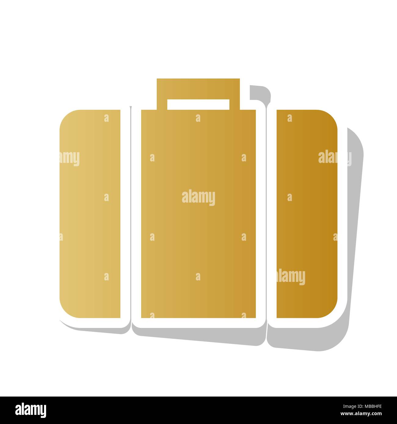 Briefcase sign illustration. Vector. Golden gradient icon with white ...