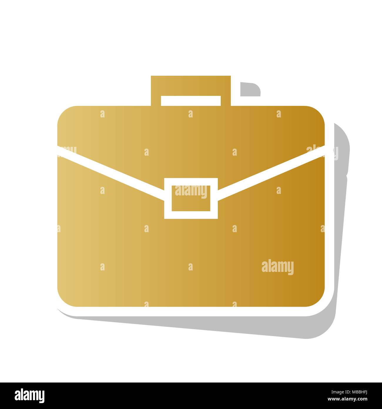 Briefcase sign illustration. Vector. Golden gradient icon with white ...