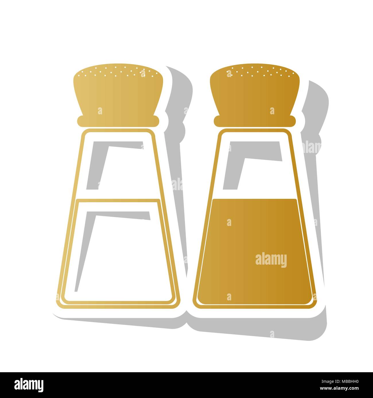 Salt and pepper sign. Vector. Golden gradient icon with white contour ...