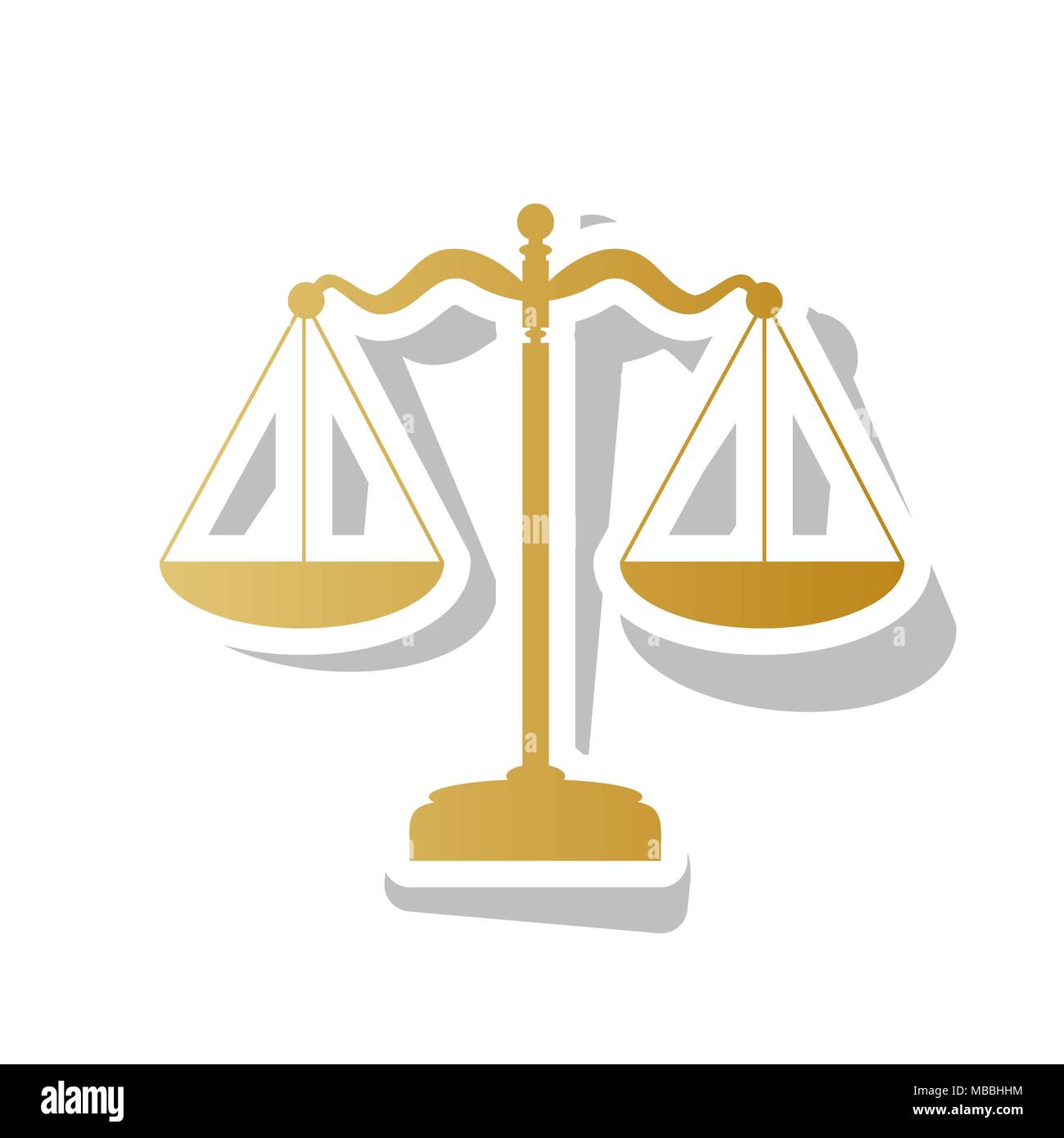 Scales balance sign. Vector. Golden gradient icon with white contour ...