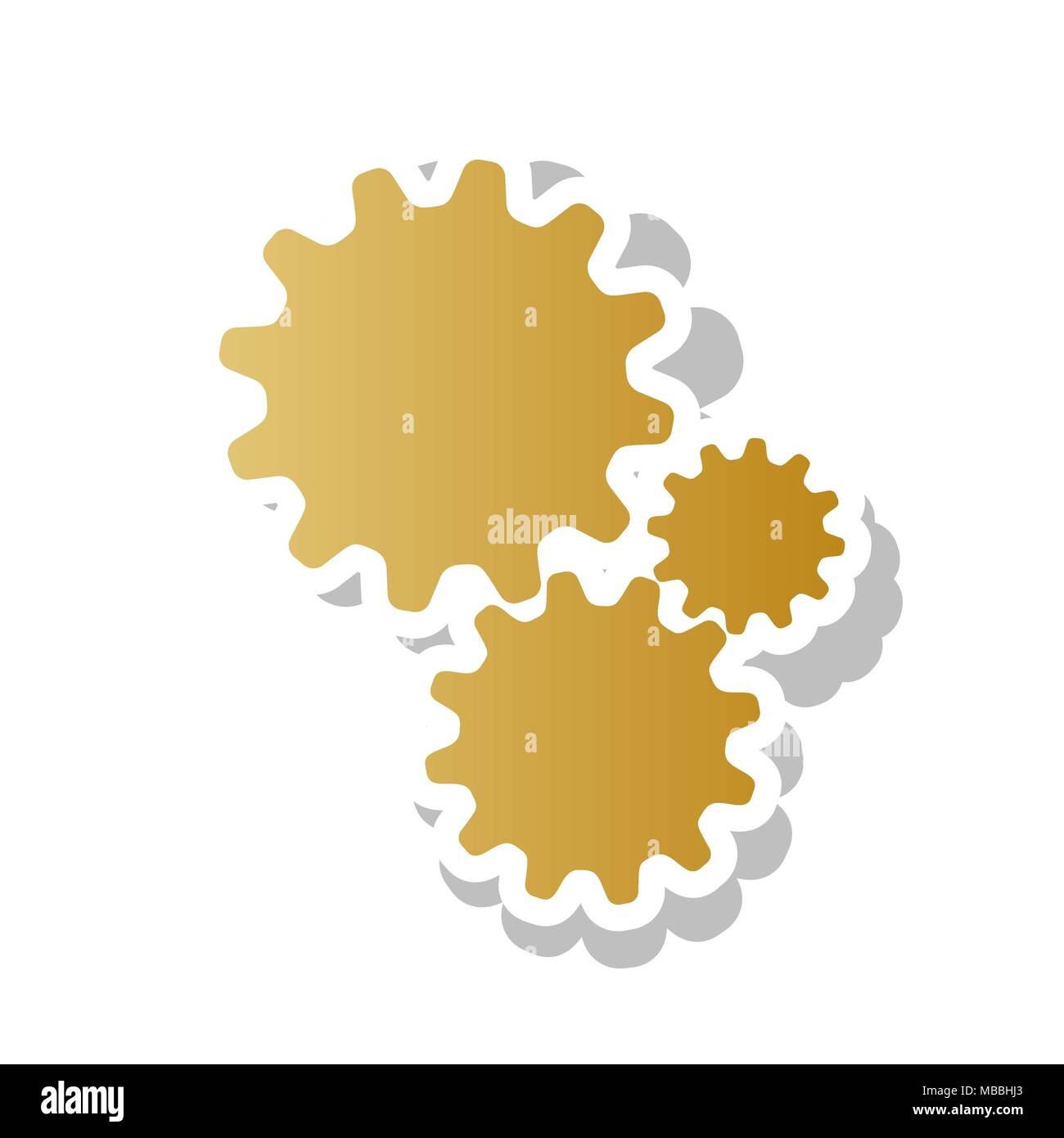 Settings sign illustration. Vector. Golden gradient icon with white ...