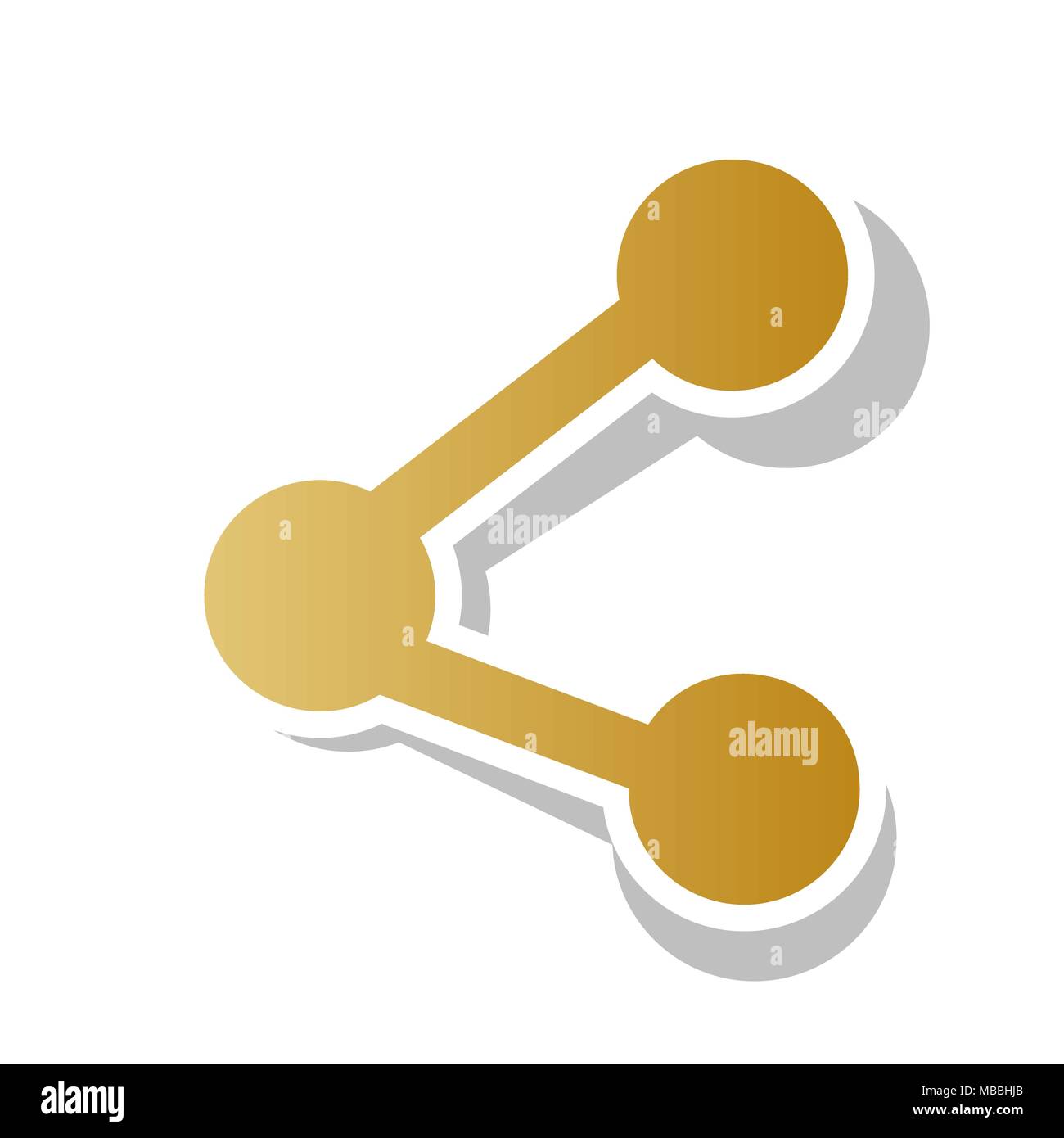 Share sign illustration. Vector. Golden gradient icon with white ...