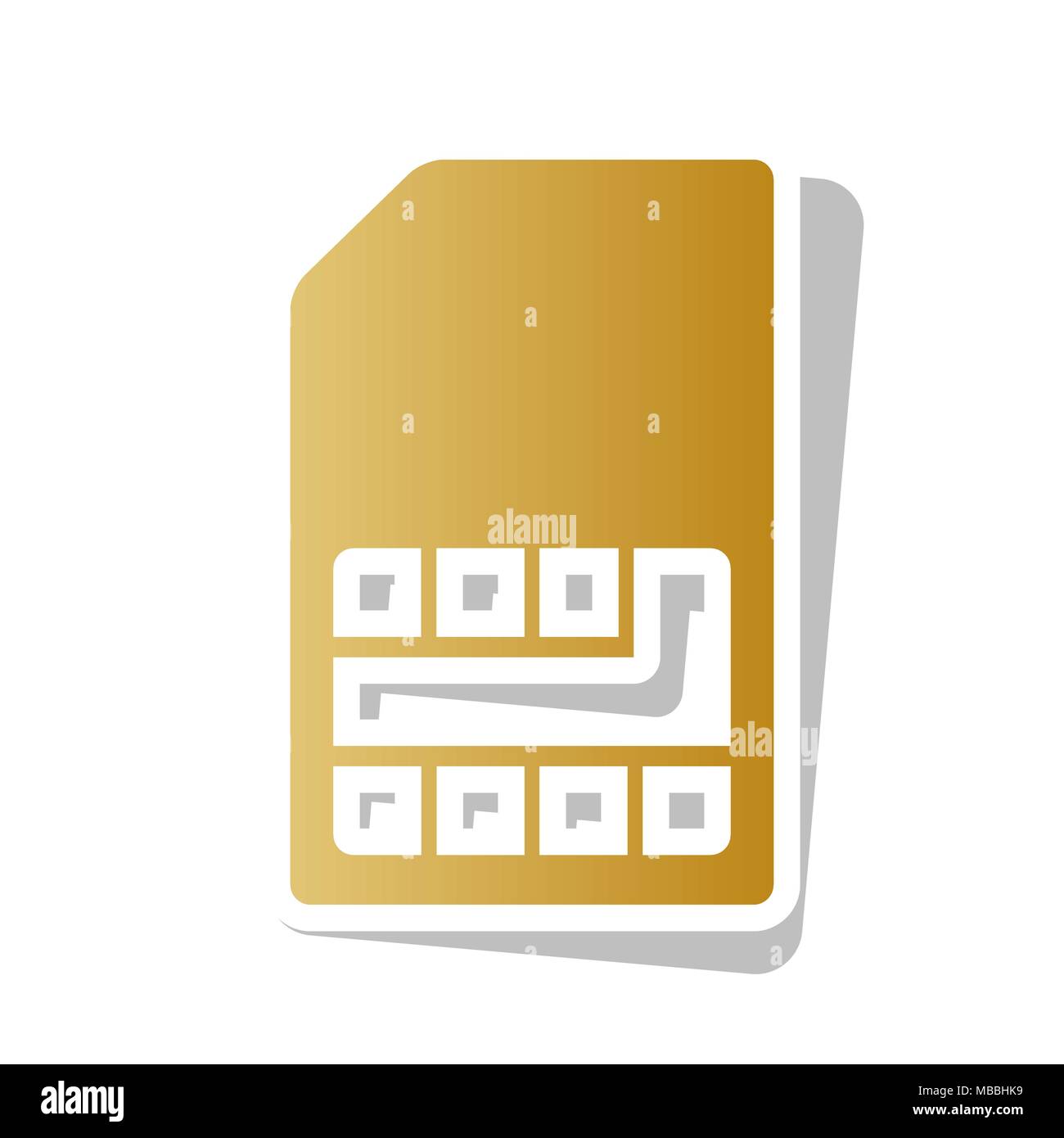 Sim card sign. Vector. Golden gradient icon with white contour and ...