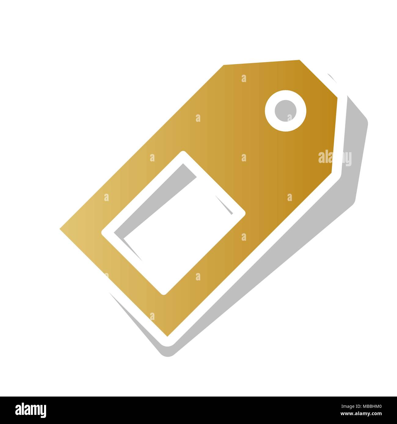Price tag sign. Vector. Golden gradient icon with white contour and ...